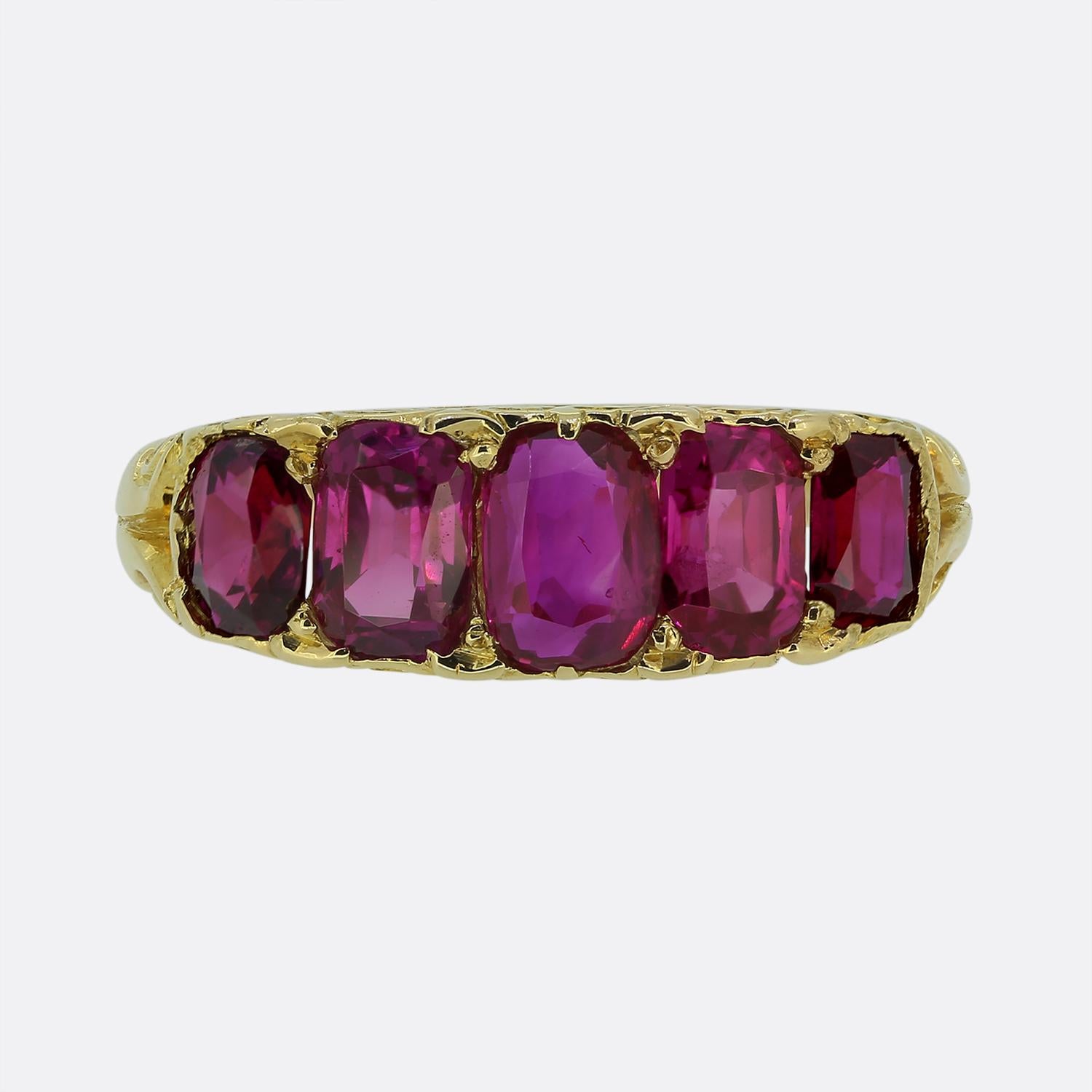 Antique Burmese Ruby Five Stone Ring – The Vintage Jeweller