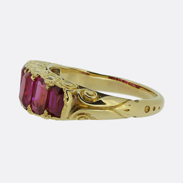 Antique Burmese Ruby Five Stone Ring – The Vintage Jeweller
