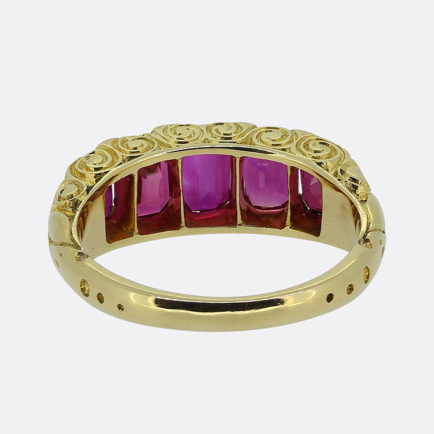 Antique Burmese Ruby Five Stone Ring – The Vintage Jeweller
