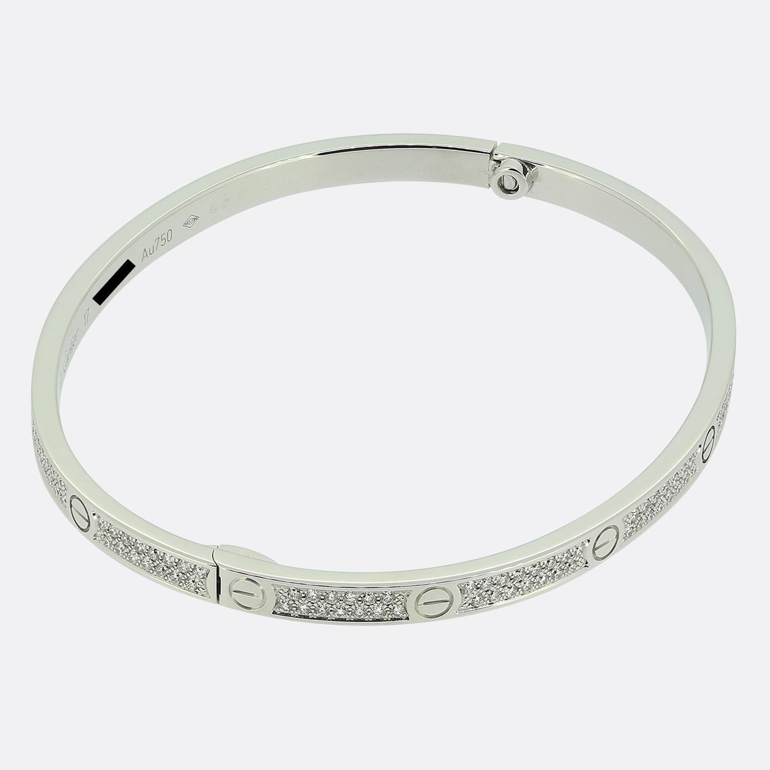 Cartier Paved Small Model LOVE Bangle Size 17 – The Vintage Jeweller