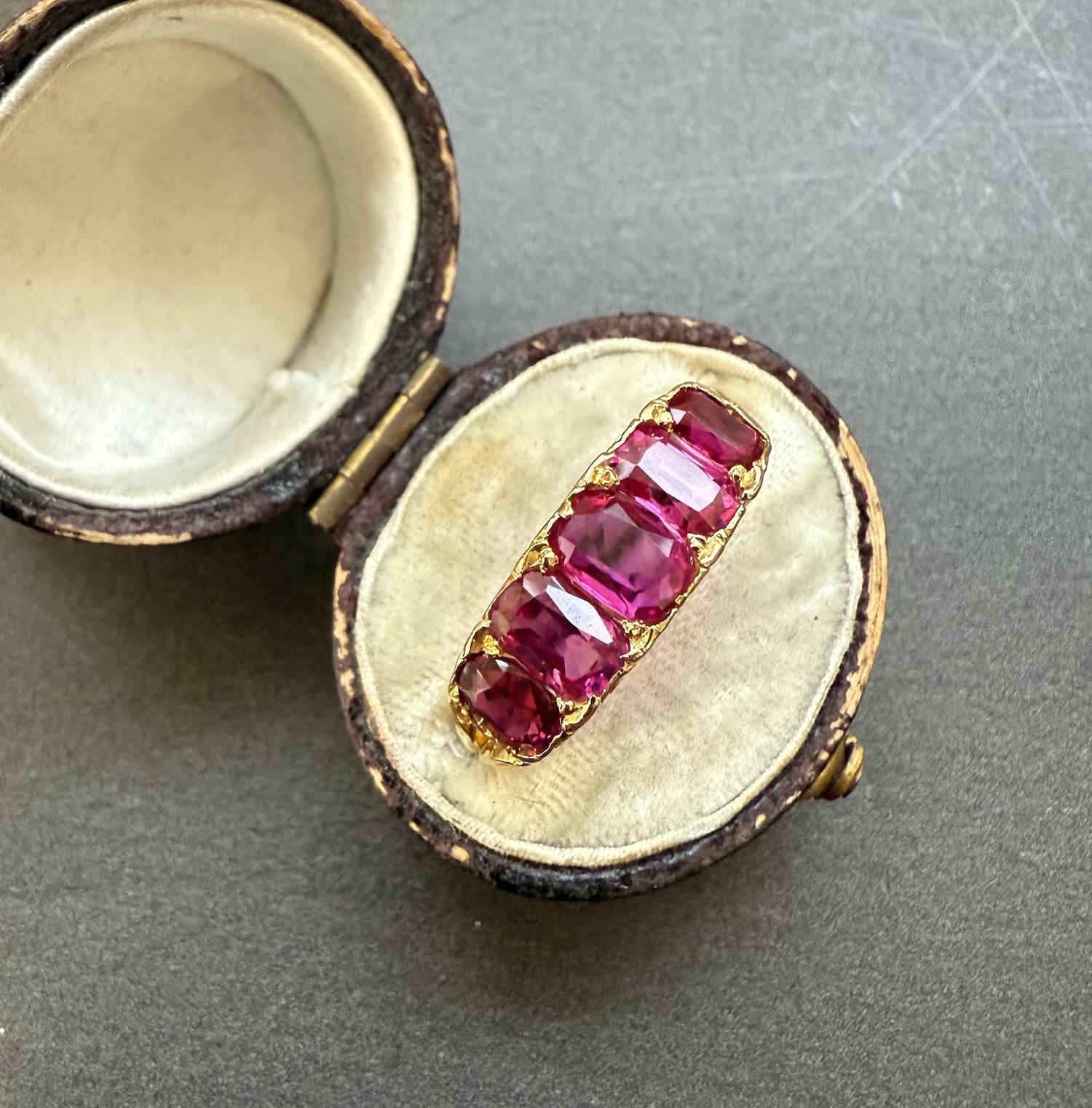 Antique Burmese Ruby Five Stone Ring – The Vintage Jeweller